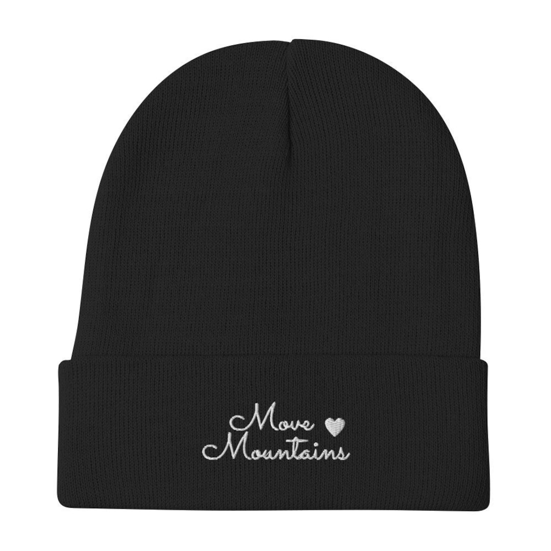 Move Mountains Embroidered Beanie Womens Beanie Winter - Etsy