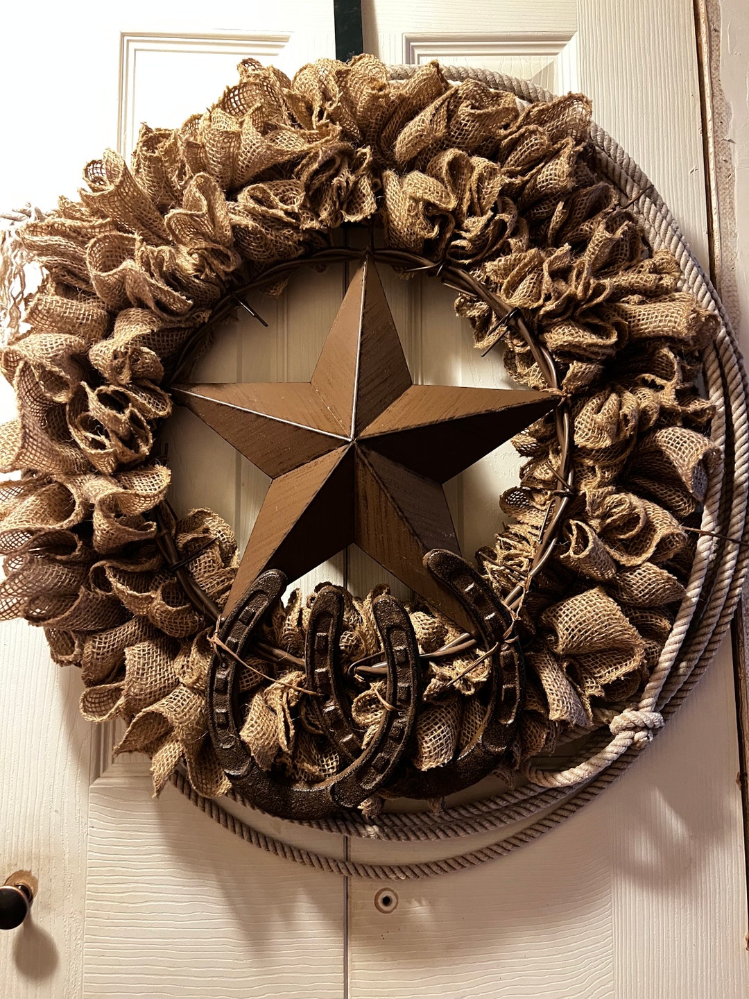 Farmhouse Lasso Barn Rope Wreath for Front Door. Ranch Style Rope ...