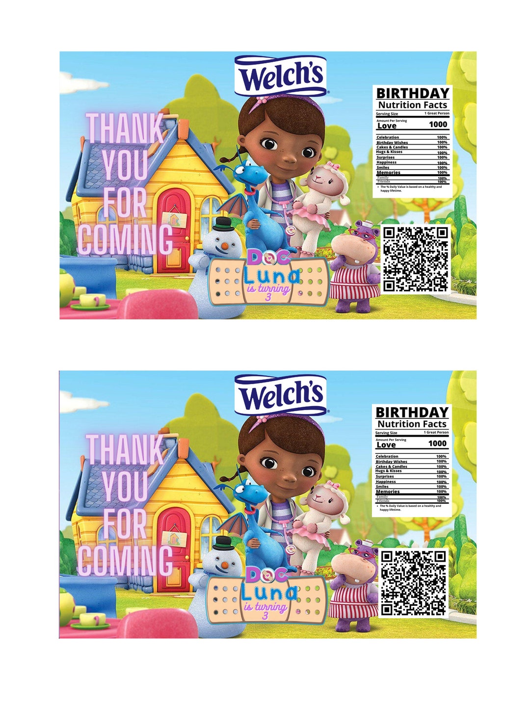 Doc Mcstuffins Fruit Snack Labels - Etsy