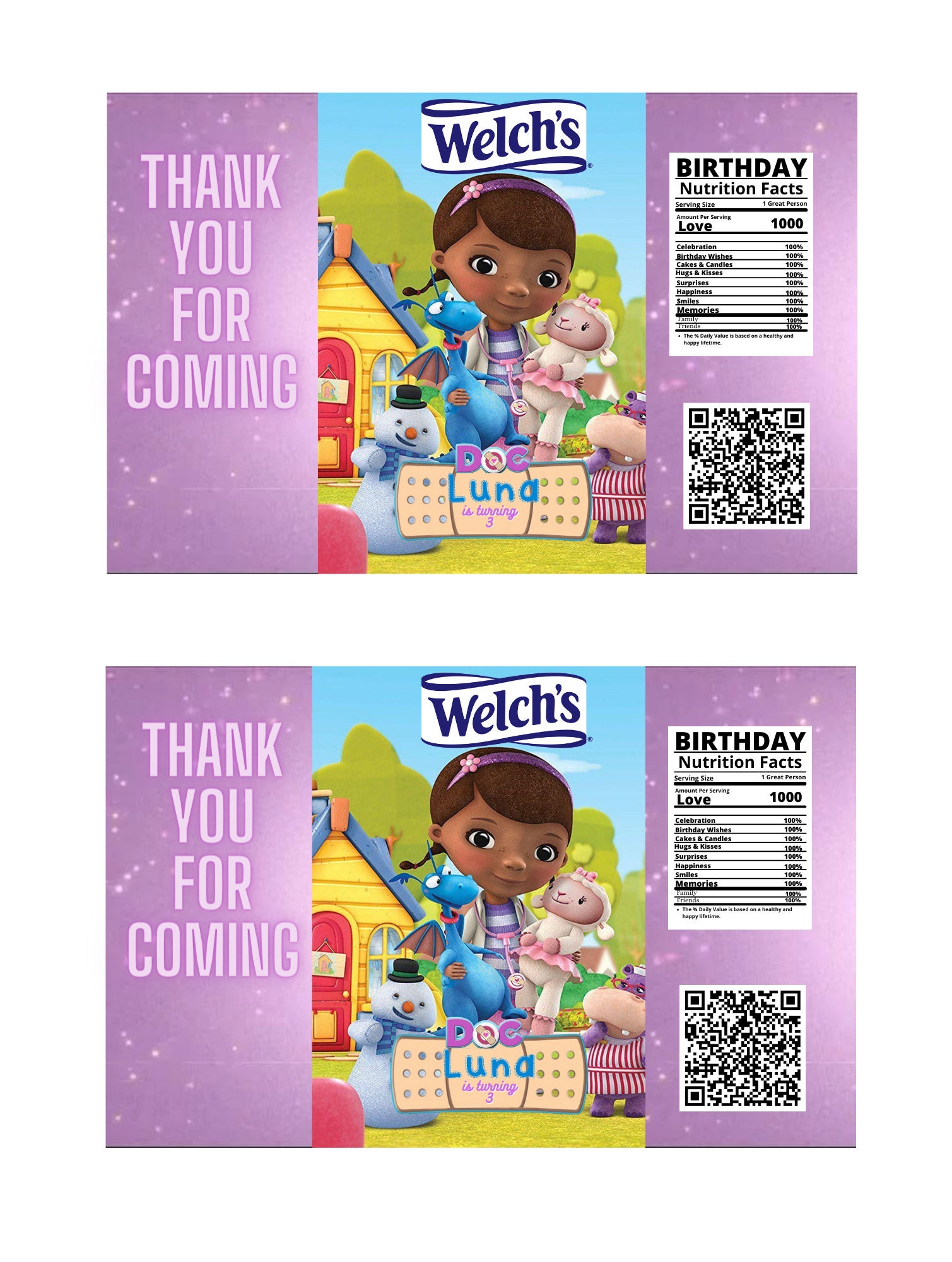 Doc Mcstuffins Fruit Snack Labels - Etsy
