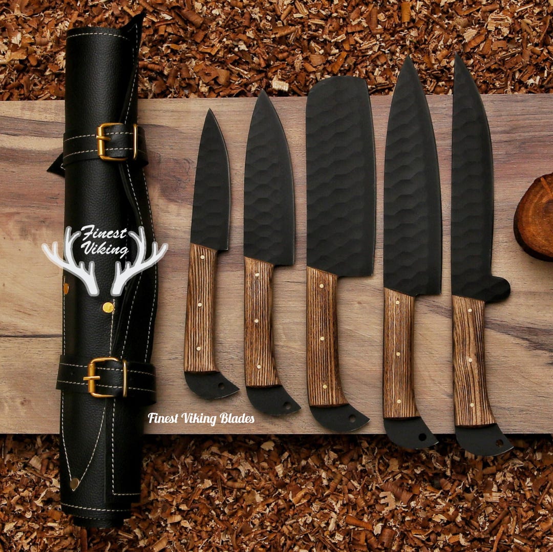 Hand Forged Damascus Chef Set | Damacus Knife Set {kitchen Knives-5pcs} Chef Knife | ANNIVERSARY ...
