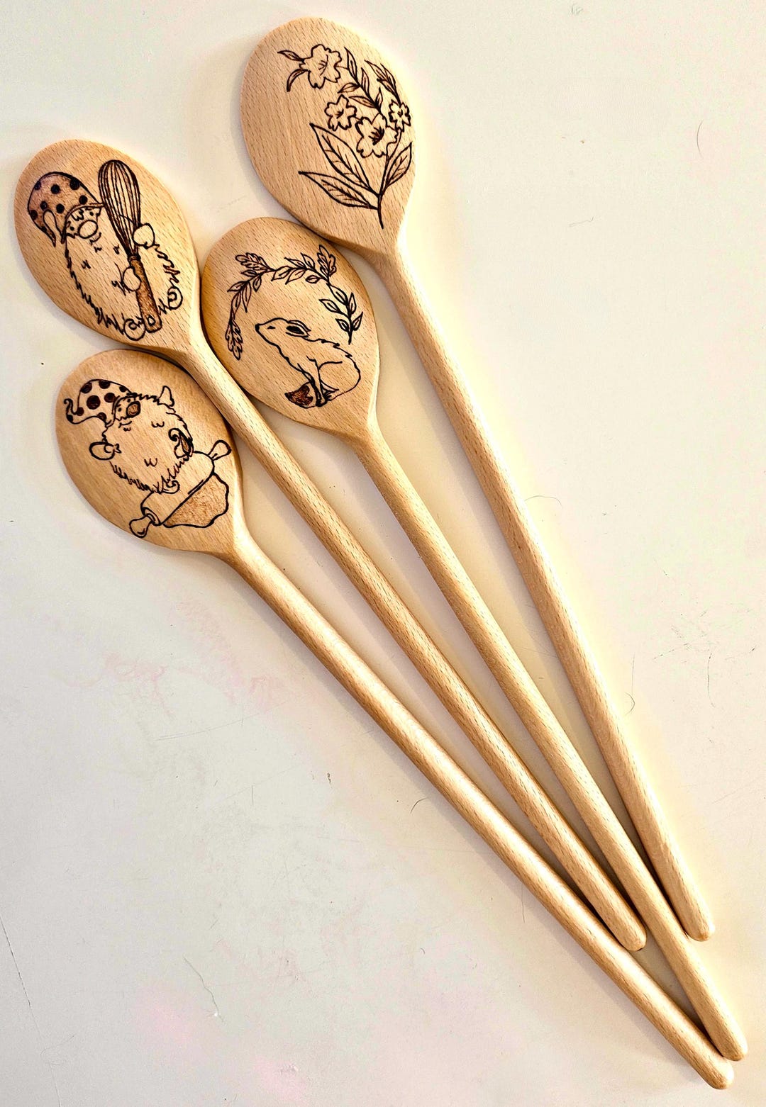 Food Safe Cute Hand Burned Spoons, Pyrography Spoons, Wood Burning ...