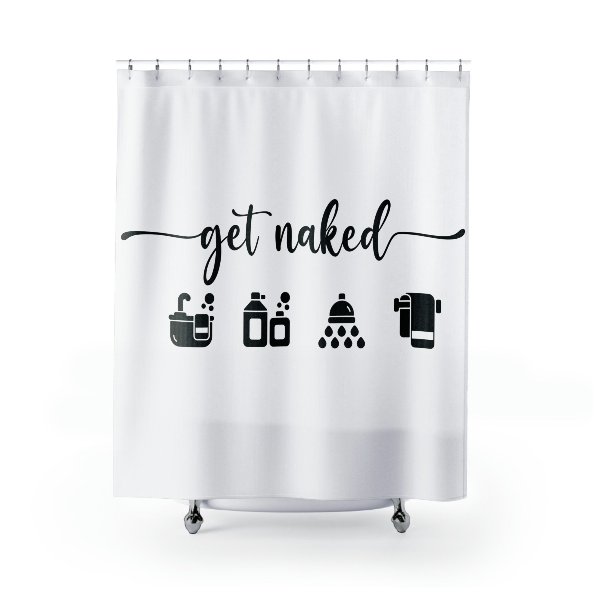 Funny Get Naked Shower Curtain, Funny Black & White Shower Curtain ...