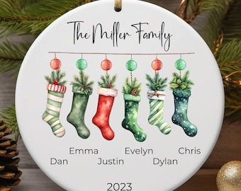 Personalized Family of 4 Ornament, Custom Family Stocking Ornament With ...