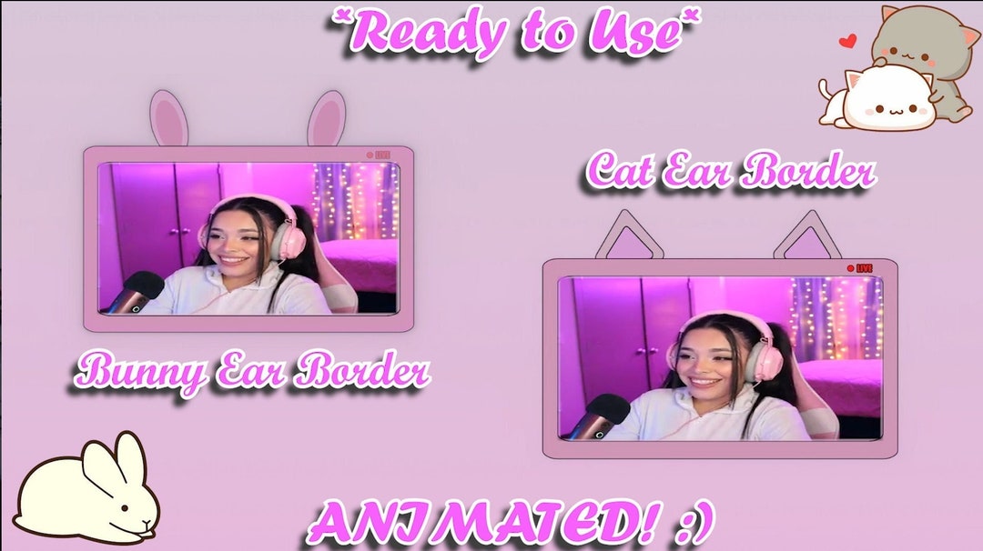 CUTE Bunny Ears/cat Ears Animated Webcam Overlay! - Etsy