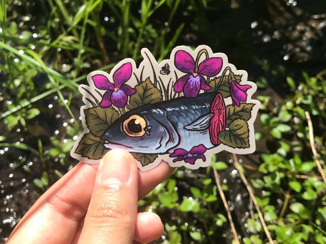 Fish in the Violets | Vinyl Sticker - Etsy