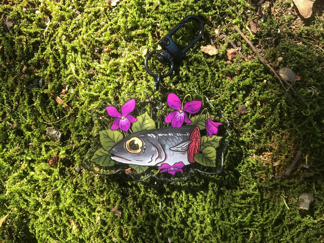 Fish in Violets | Acrylic Charms - Etsy