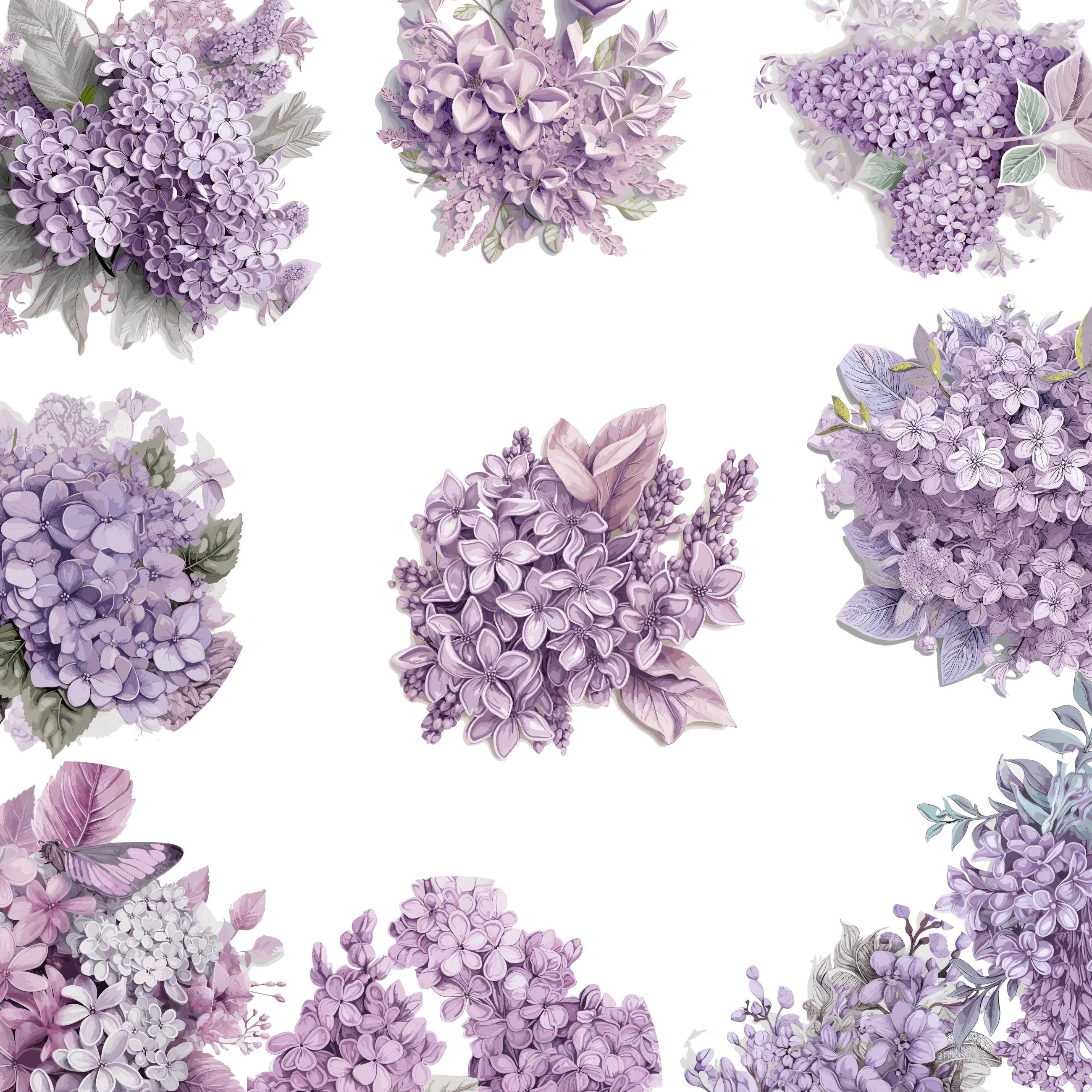 Watercolor Lilac Clipart, Watercolor Lilac Bouquets, Lilac Arrangements ...