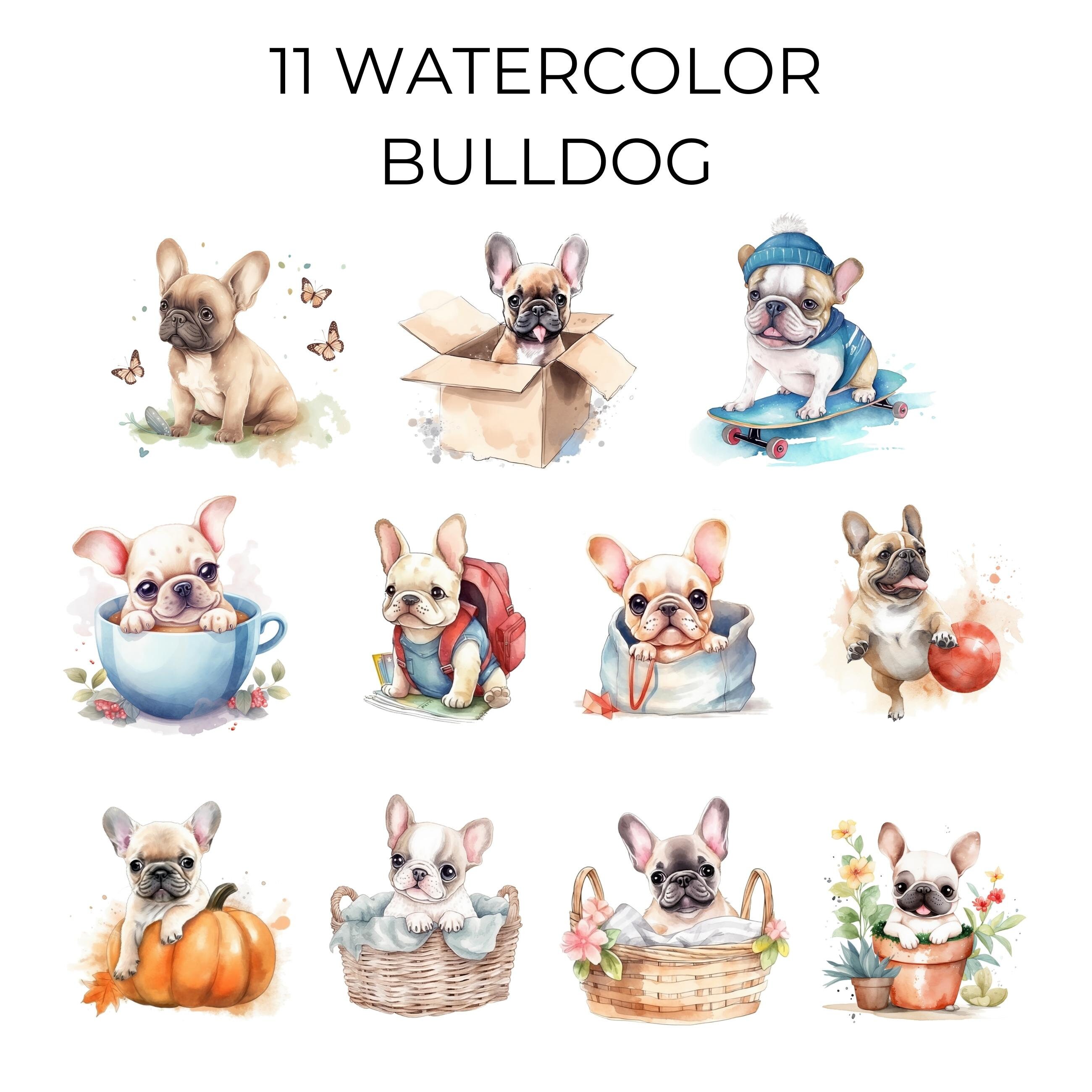 Watercolor French Bulldog Clipart Cute Frenchie Dogs and - Etsy