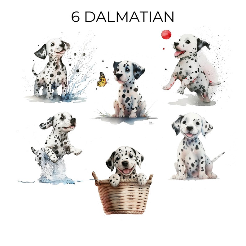 Dalmatian Clipart, Watercolor Dog PNG, Cute Dog Clipart, Nursery ...