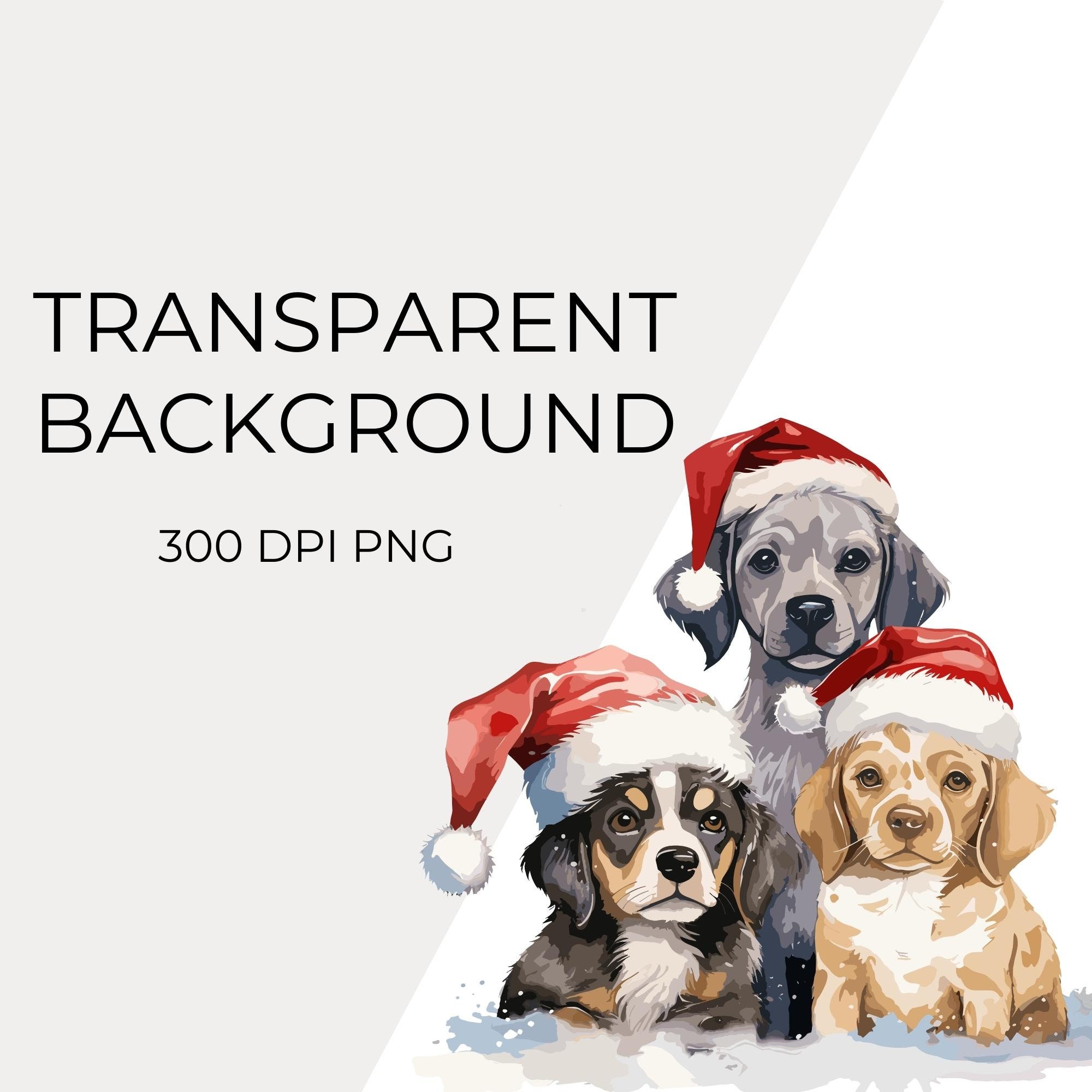 Watercolor Christmas Dogs Clipart, PNG Bundle,transparent Background ...
