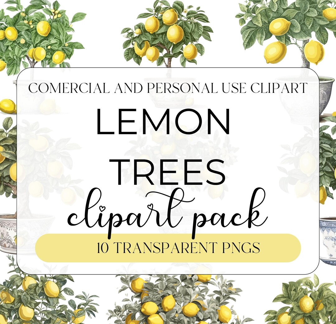 Lemon Tree Watercolor Clipart, Captivating Citrus Art for Invitations ...