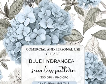 Hydrangea Flower Seamless Pattern - Etsy