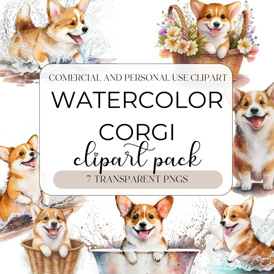Corgi Dog Clipart, Corgi Watercolor Art, Dog PNG, Watercolor Dog ...