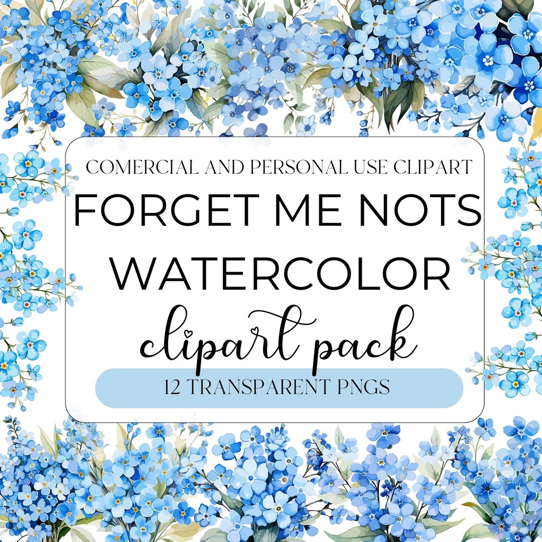 Watercolor Forget Me Nots Clipart, Blue Watercolor Floral Bouquets PNG ...