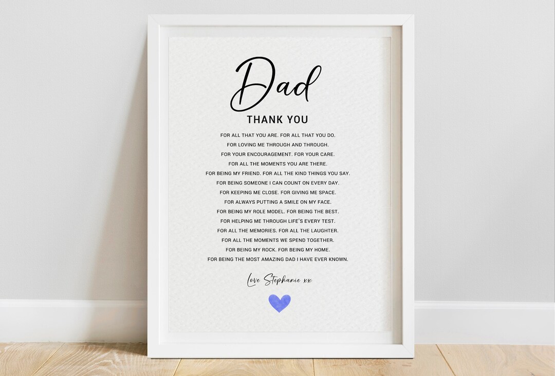 Dad Poem Print - Heartfelt Dad Gift - Poetry Print for Dad - Dad Letter ...