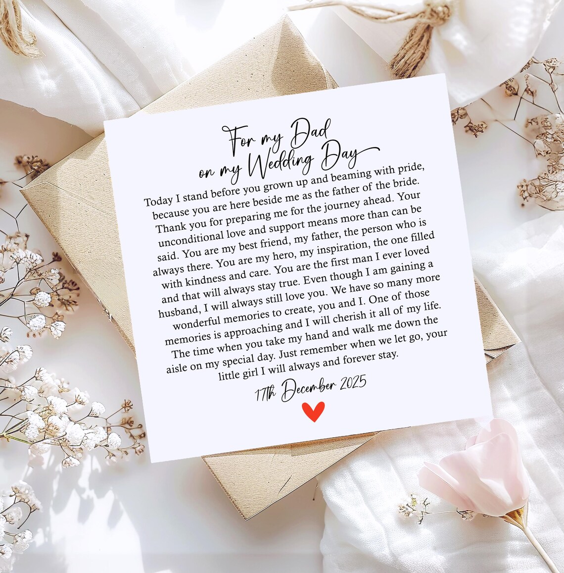 Personalised Father of the Bride Card - Card From Bride - Card for Dad ...