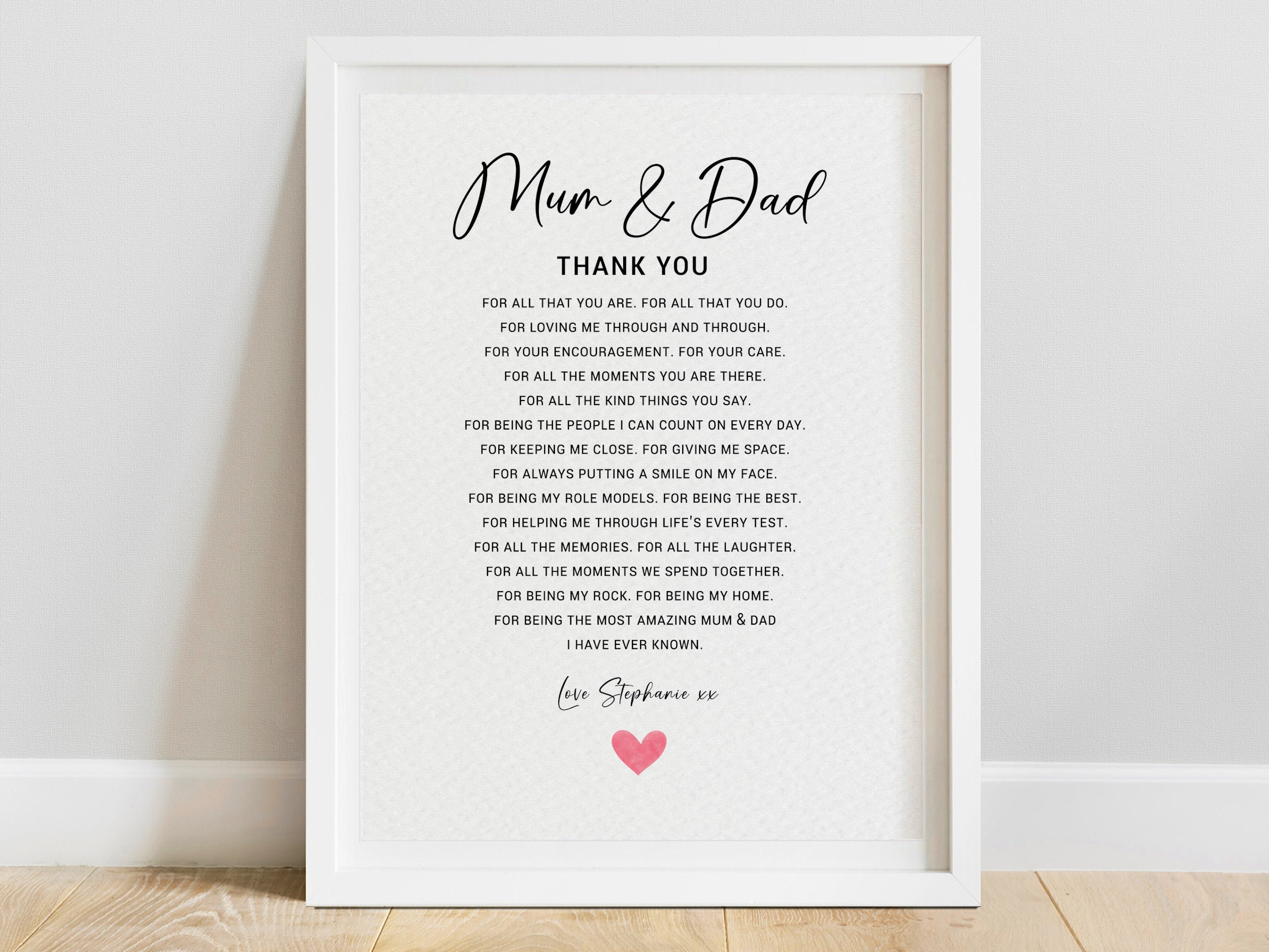 Mum and Dad Poem Print - Heartfelt Gift for Parents - Sentimenal Words ...