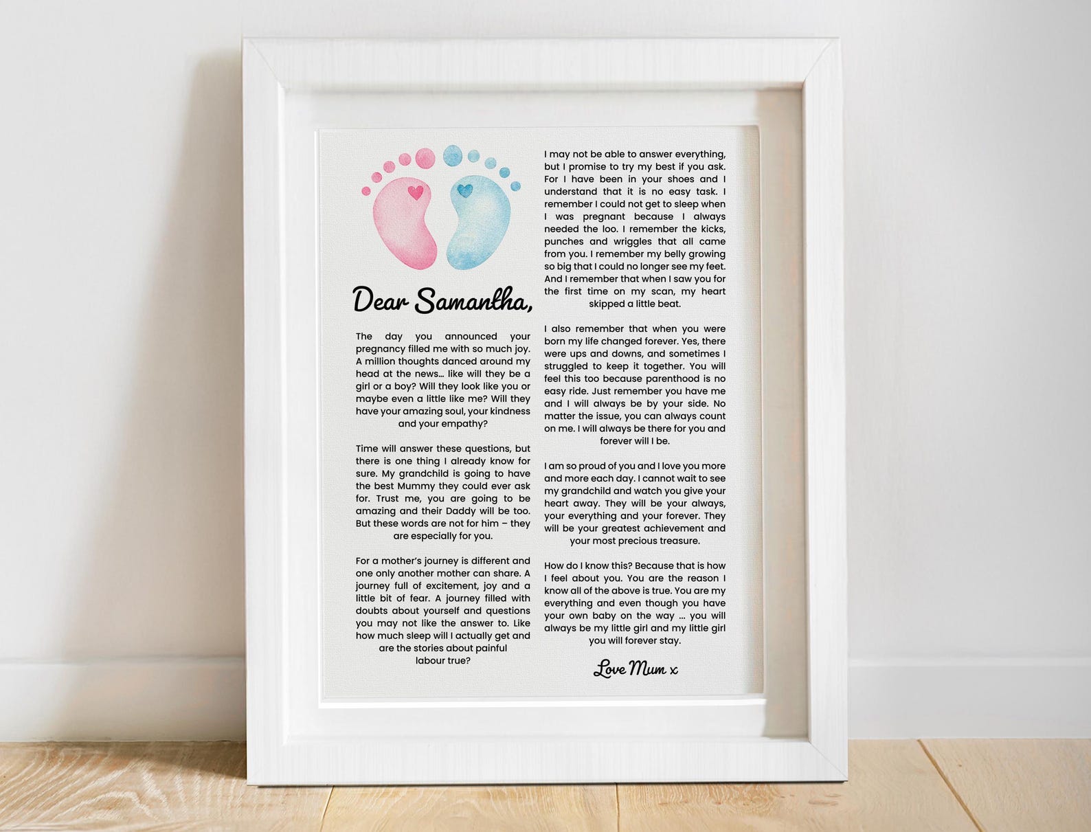Daughter Pregnancy Poem Print - Heartfelt Keepsake - Letter to My ...