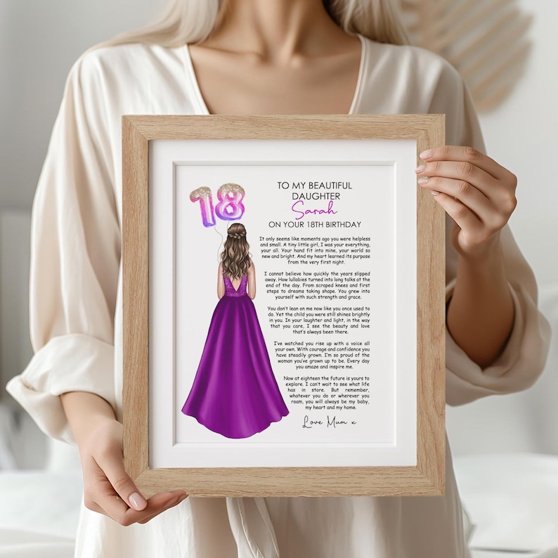 18th Birthday Poem Print For Daughter Milestone Eighteenth Birthday