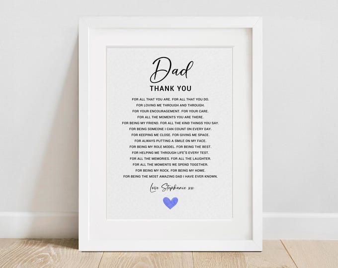 Dad Poem Print - Heartfelt Dad Gift - Poetry Print for Dad - Dad Letter ...