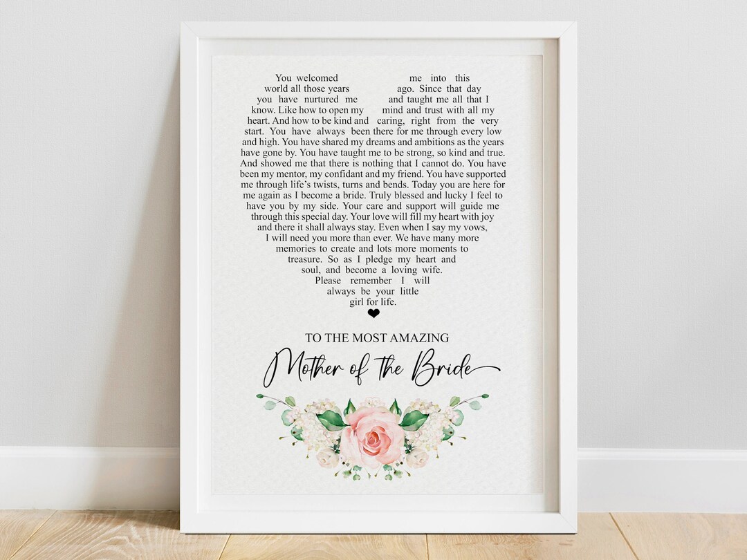 Mother of the Bride Print - Mother of the Bride Poem - Mother of the ...