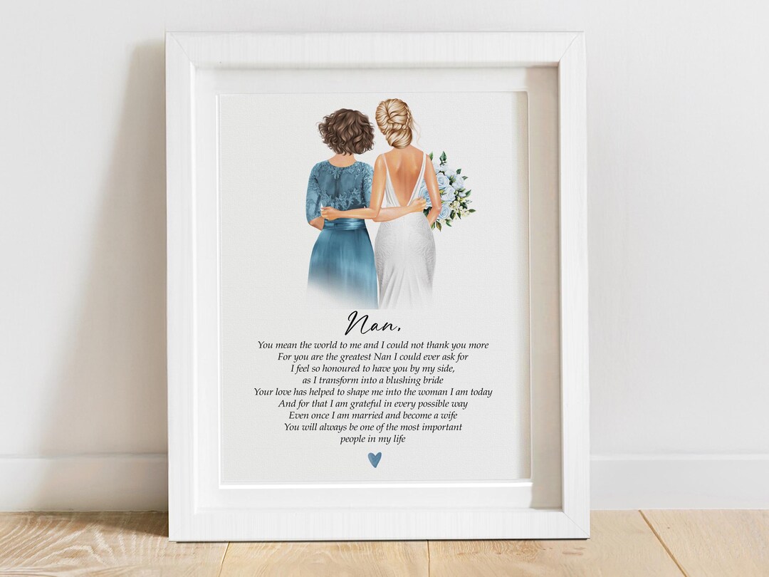 Nan of the Bride Poem Print - Grandmother of the Bride Quote - Nan of ...