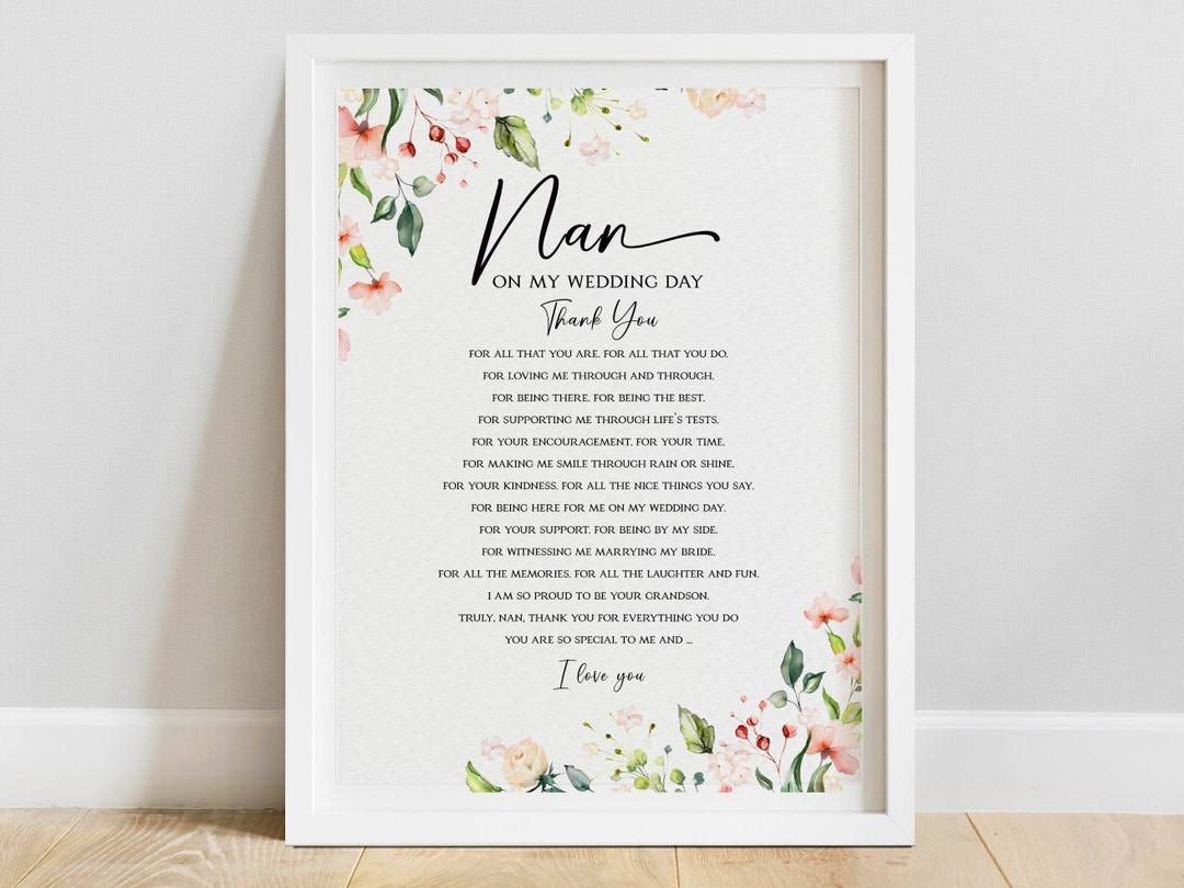 Nan of the Groom Print - Nan of the Groom Poem - Nan of the Groom Gift ...