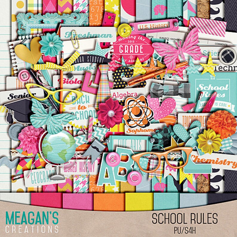 School Rules Digital Scrapbooking Kit - Etsy