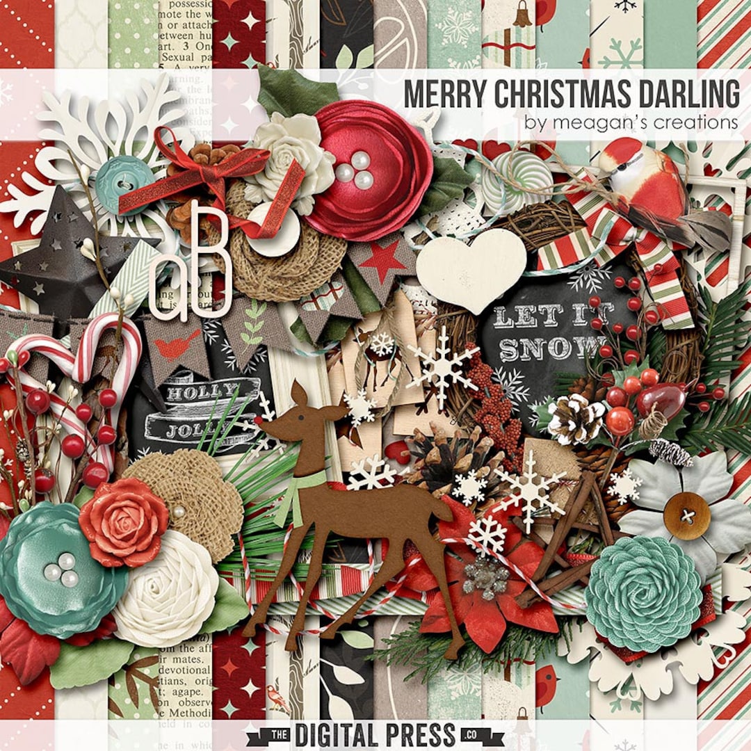 Merry Christmas Darling Digital Scrapbooking Kit - Etsy