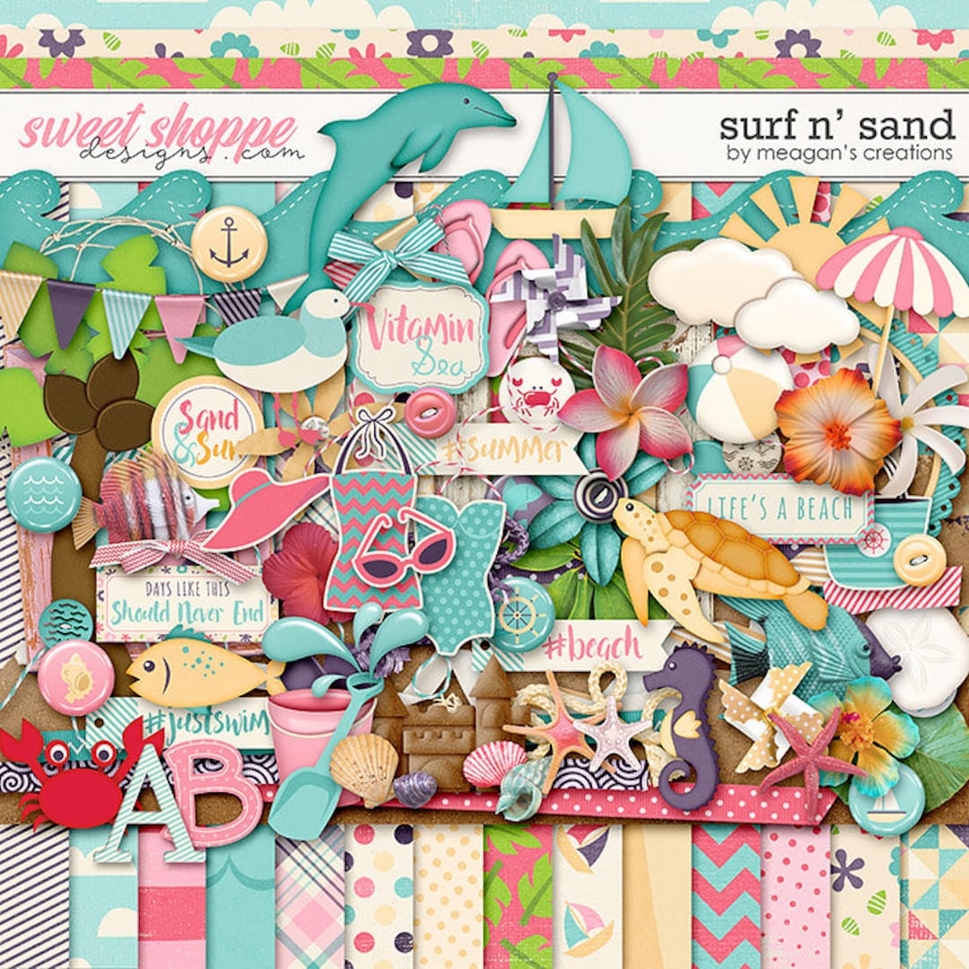 Surf N' Sand Digital Scrapbooking Kit by Meagan's Creations - Etsy