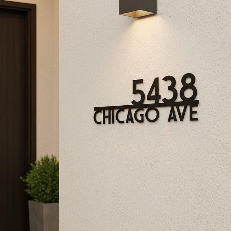 Custom Metal Address Sign – Modern House Numbers Plaque - Etsy