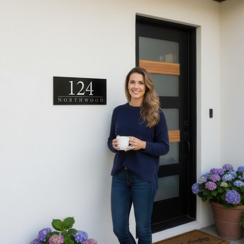 Modern Metal House Number Sign - Door Address Number Plaque - Etsy