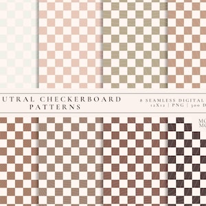 Neutral Checkered Pattern PNG Bundle: Seamless Paper (digital Download ...