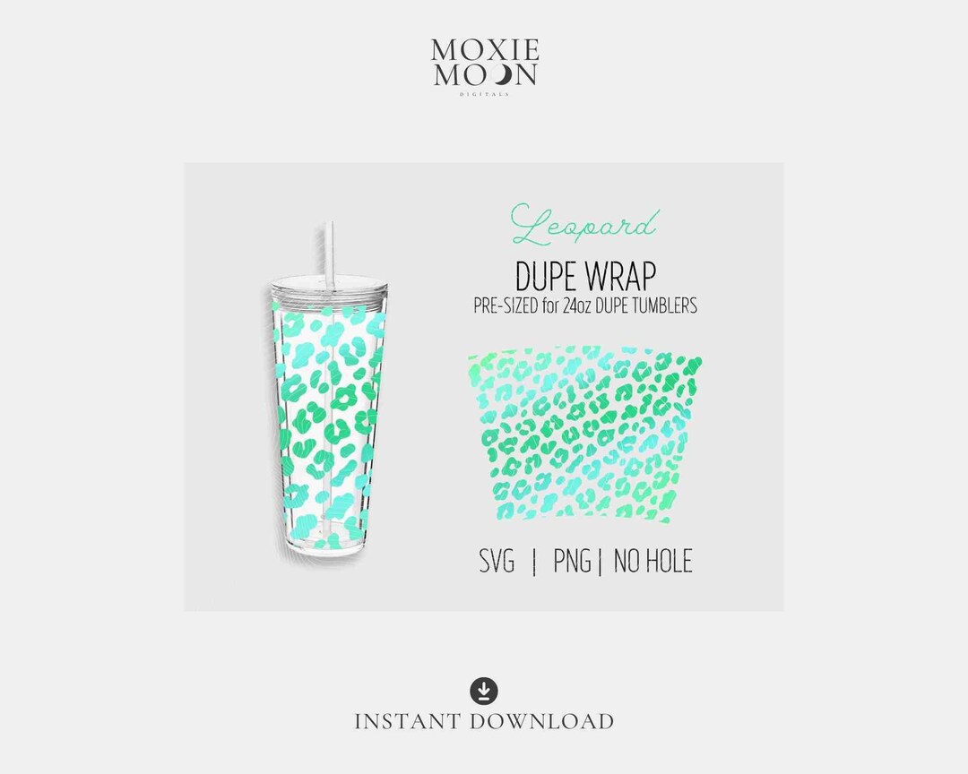 24oz Double Wall Tumbler Leopard Print Design, Full Wrap for Dupe Cups ...