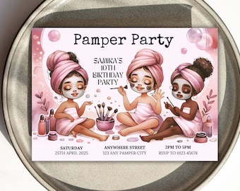Ladies Pamper Party Invite Template, Girls Birthday Spa Day Invitation ...