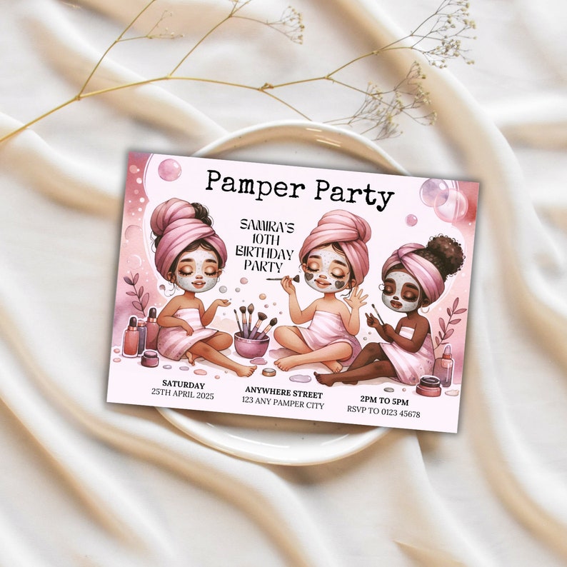Pink Spa Birthday Invitation Template: Pamper Party (digital) - Etsy