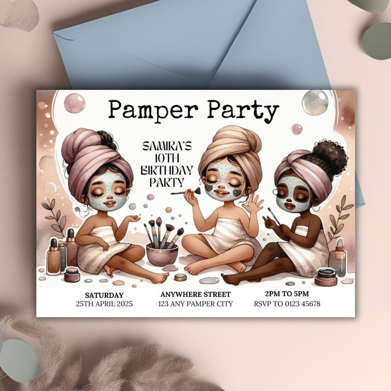 Spa Birthday Invitation Template: Pamper Party Printable (digital ...
