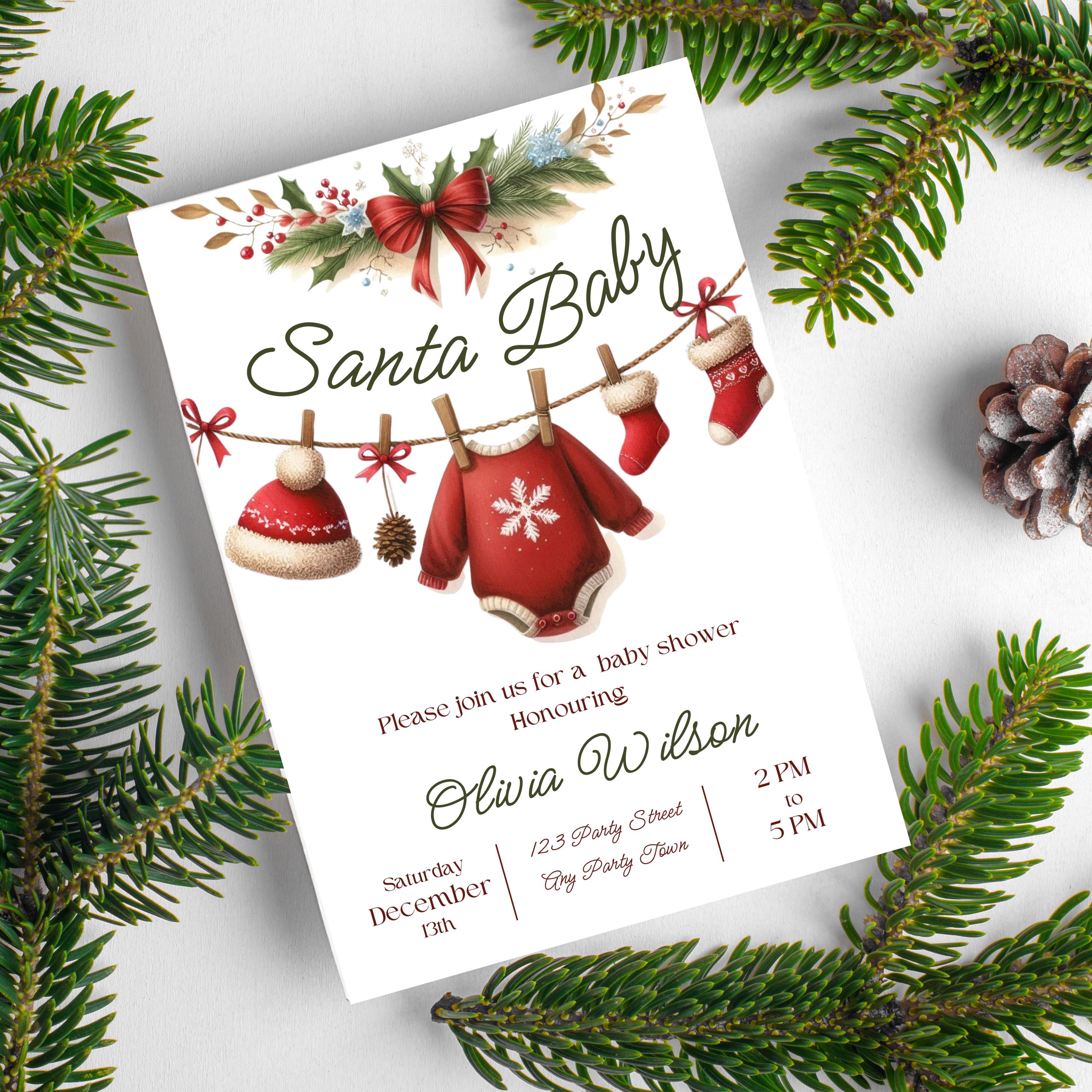 Santa Baby Shower Invitation: Winter Christmas Theme (CANVA Template ...
