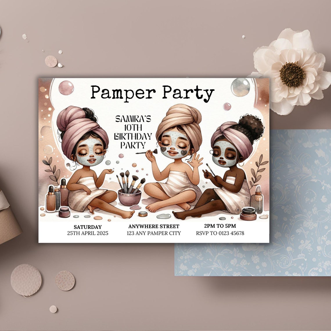 Pamper Party Birthday Invitation Template Printable, Spa Party Birthday ...