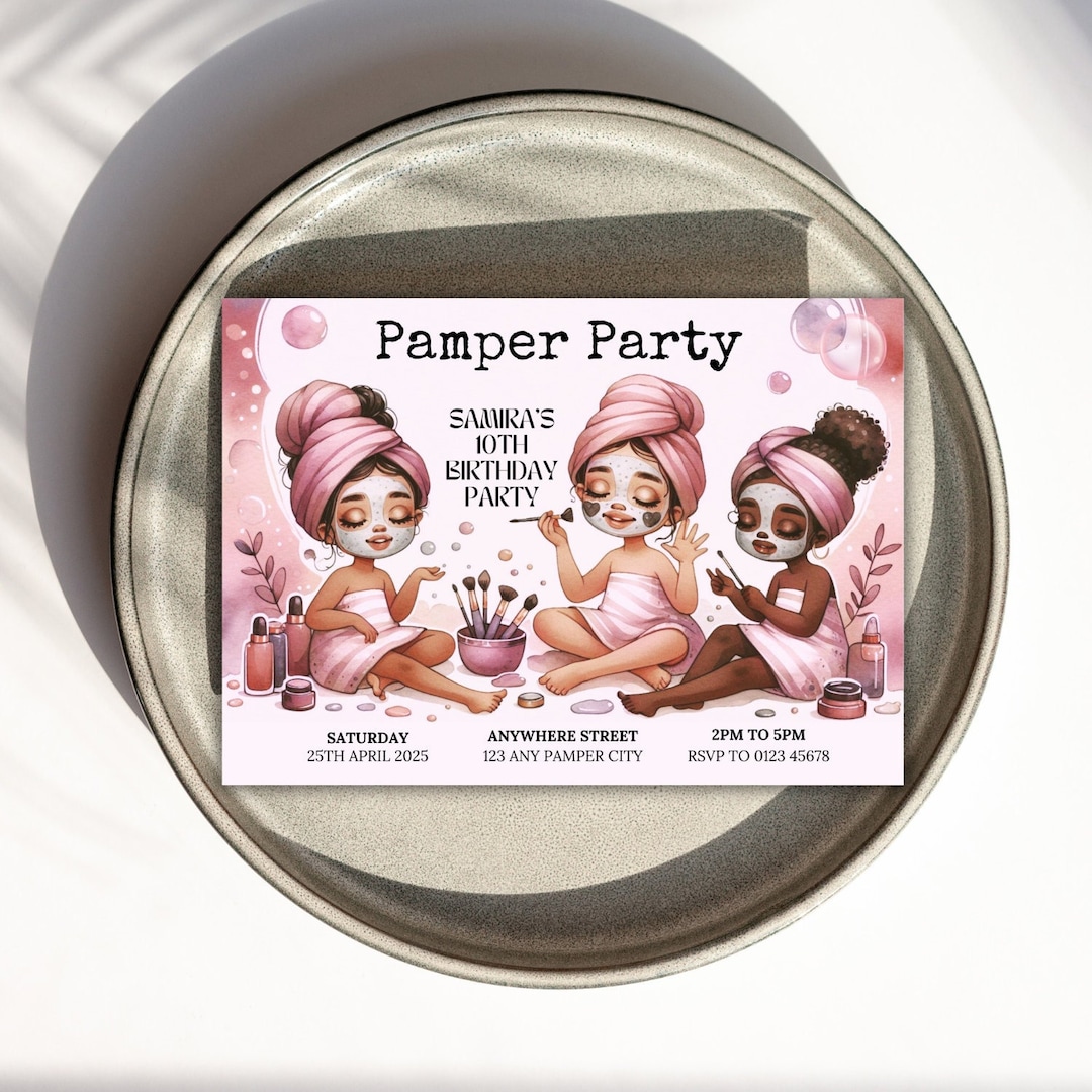 Pink Spa Birthday Invitation Template: Pamper Party (digital) - Etsy
