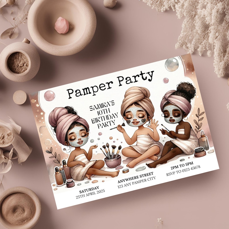 Spa Birthday Invitation Template: Pamper Party Printable (digital ...