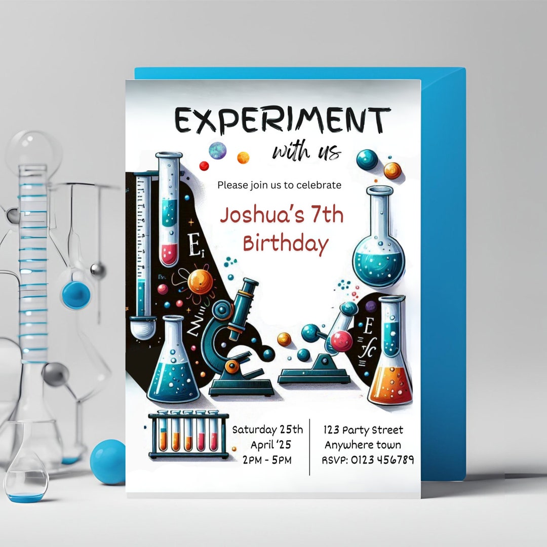 EDITABLE Science Birthday Invitation, Scientist Party Invite Template ...