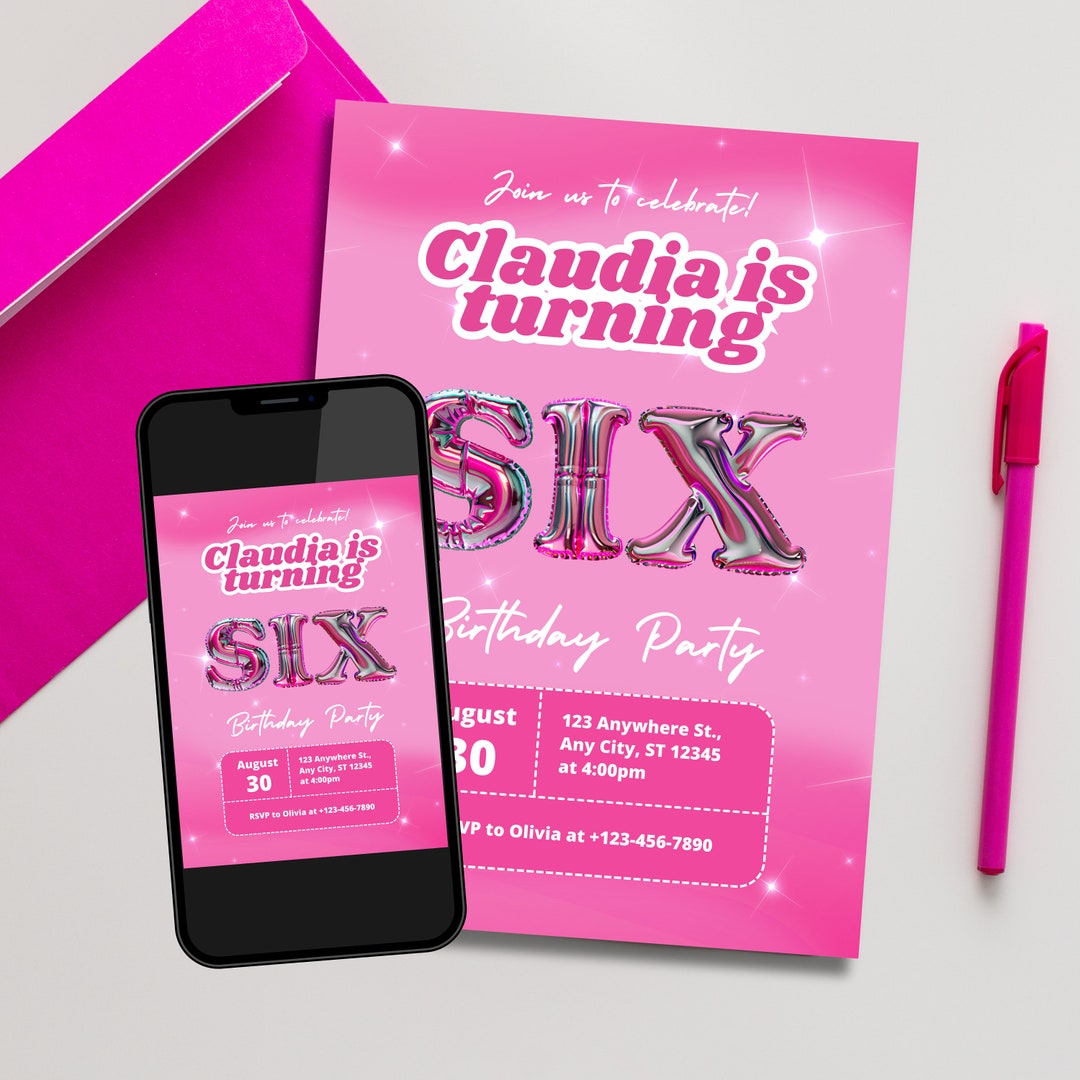 Pink Fashion Doll 6th Birthday Invitation (digital) - Etsy