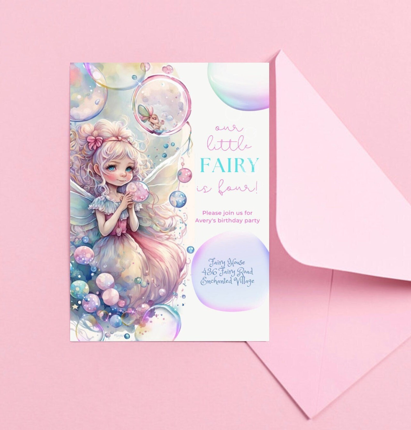 Editable Fairy Birthday Invitation: Whimsical Princess Party (digital ...
