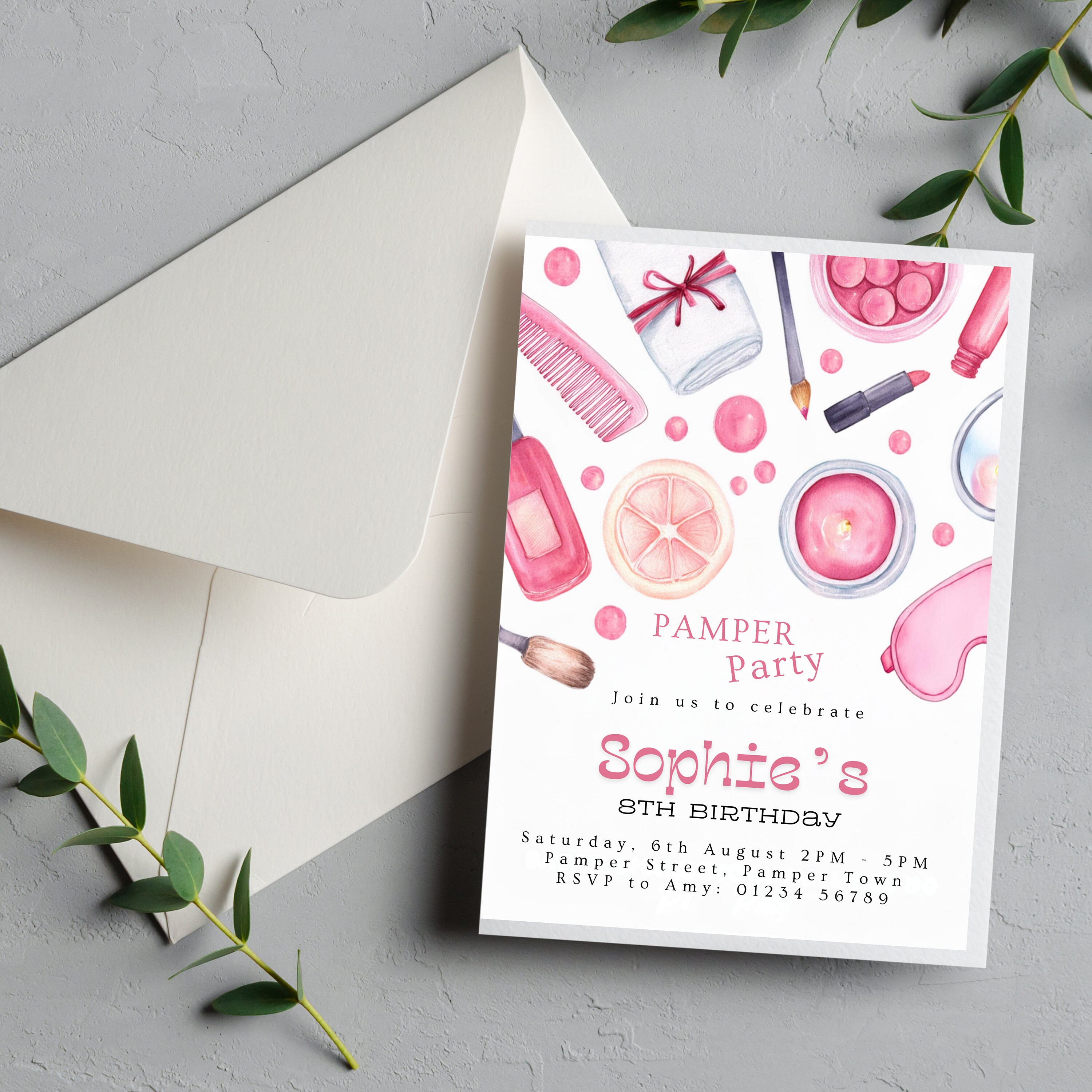 Spa Party Birthday Invitation Template: Princess Pamper Party (editable ...