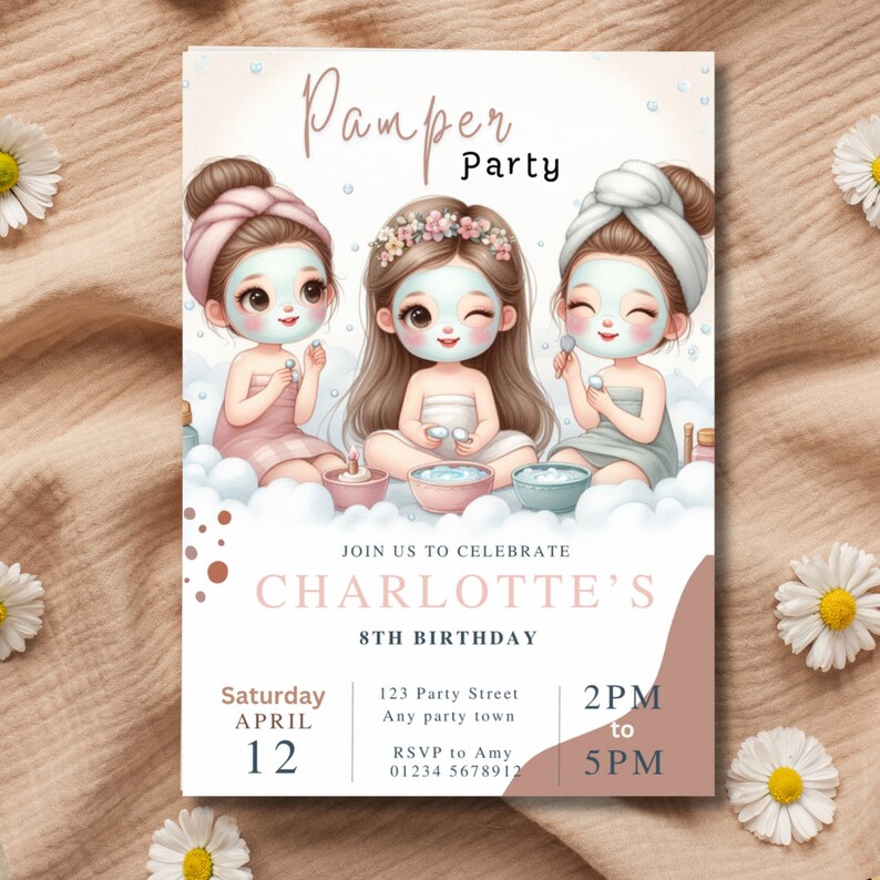 Pamper Party Birthday Invitation: Princess Spa Theme (digital Download ...