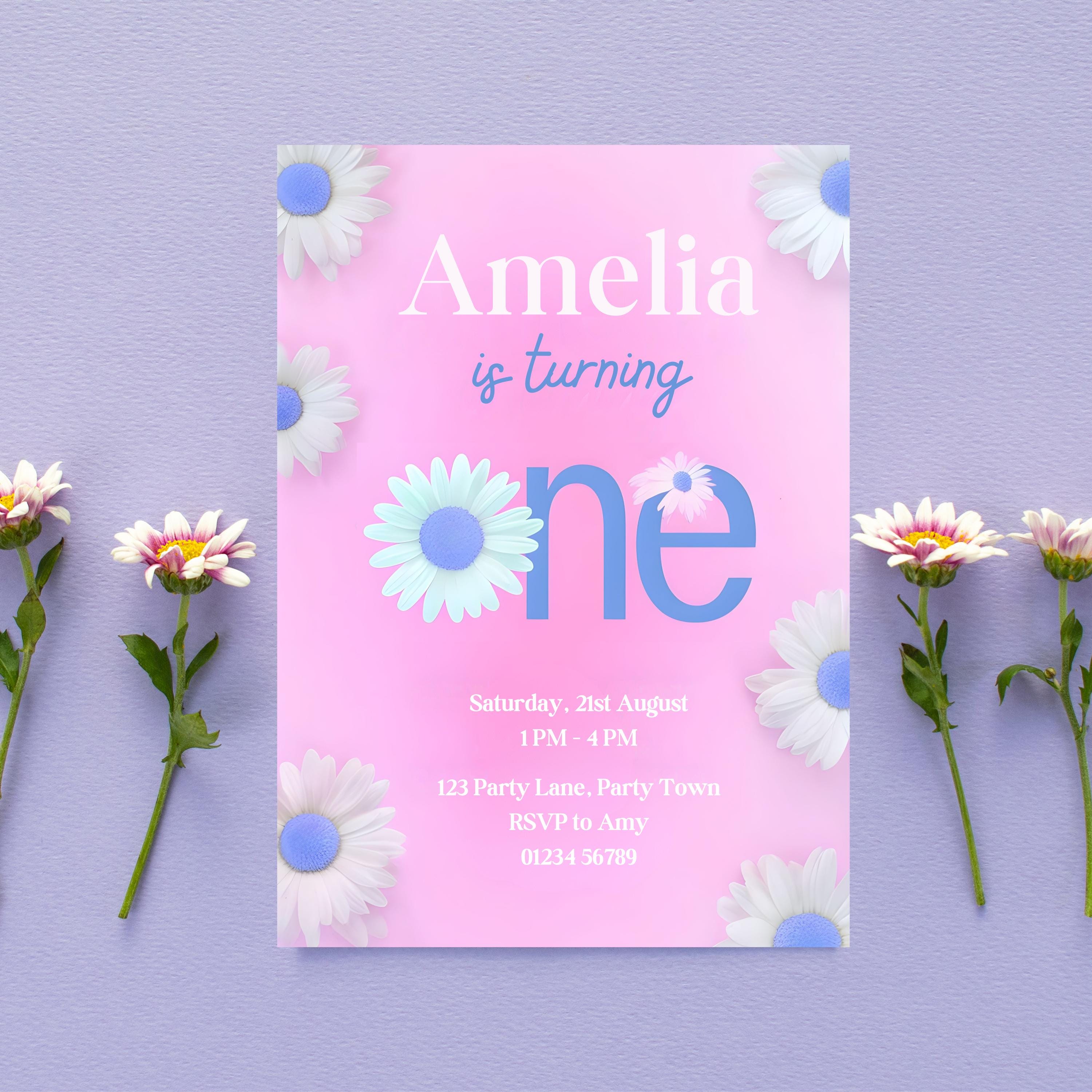 Daisy First Birthday Invitation Retro Daisy 1st Birthday Invite Groovy ...