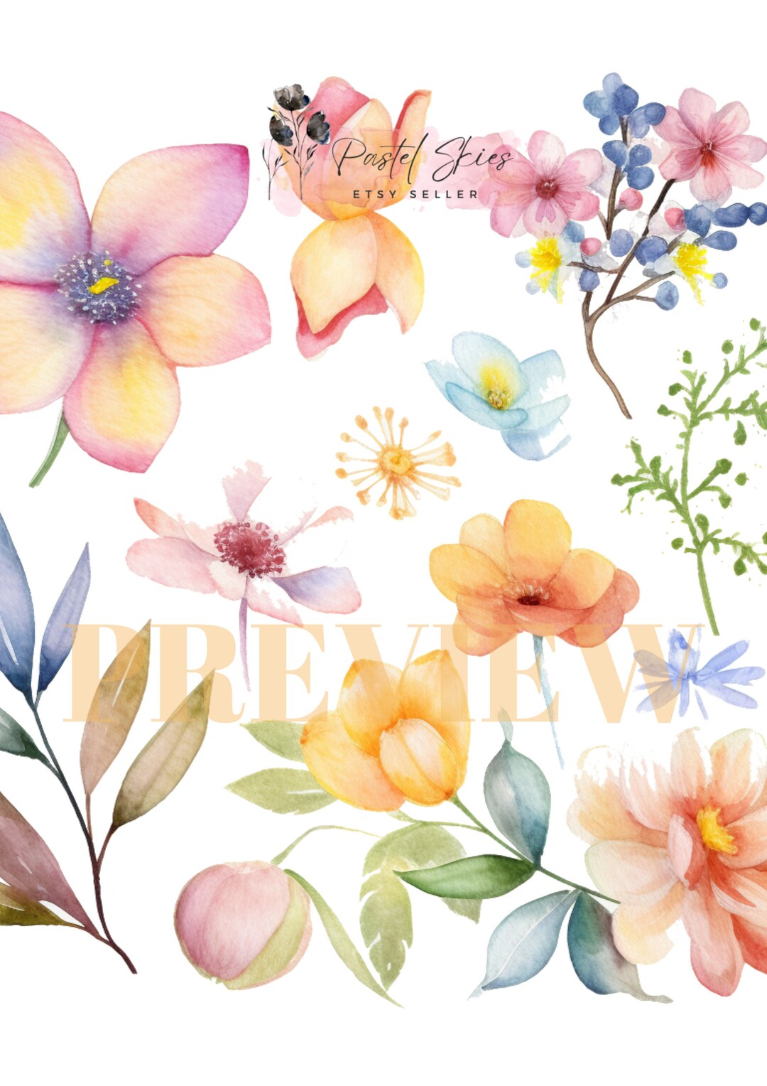 Spring Flowers Clipart Spring Time Clipart Watercolor Clipart Wedding ...