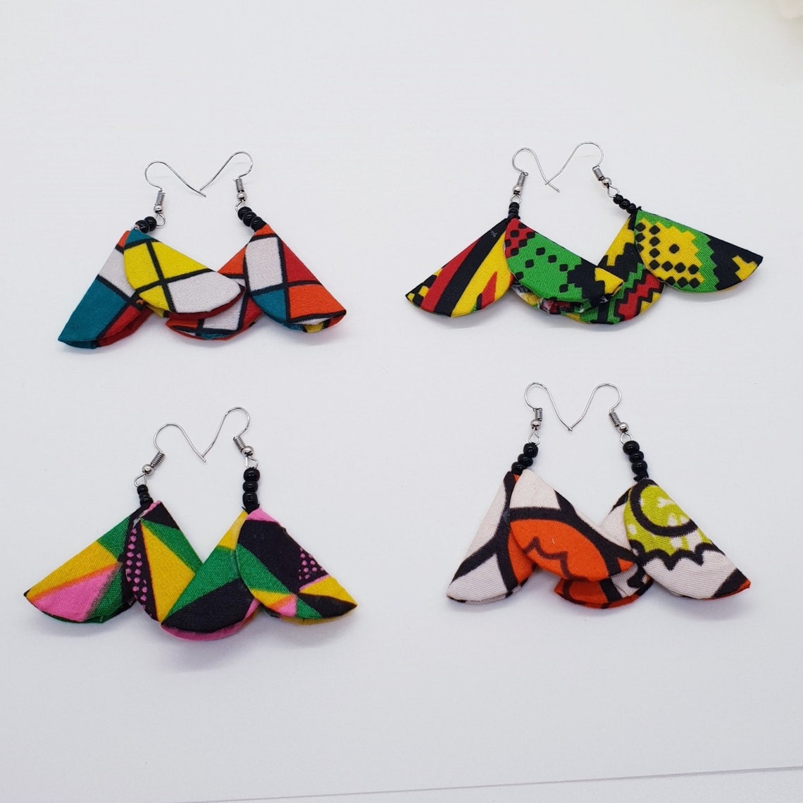 African Print Triangle Drop Earrings Colorful Ankara Statement Earrings ...